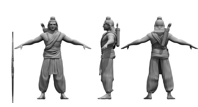 rama 3d model indian man with spear 3D model | CGTrader