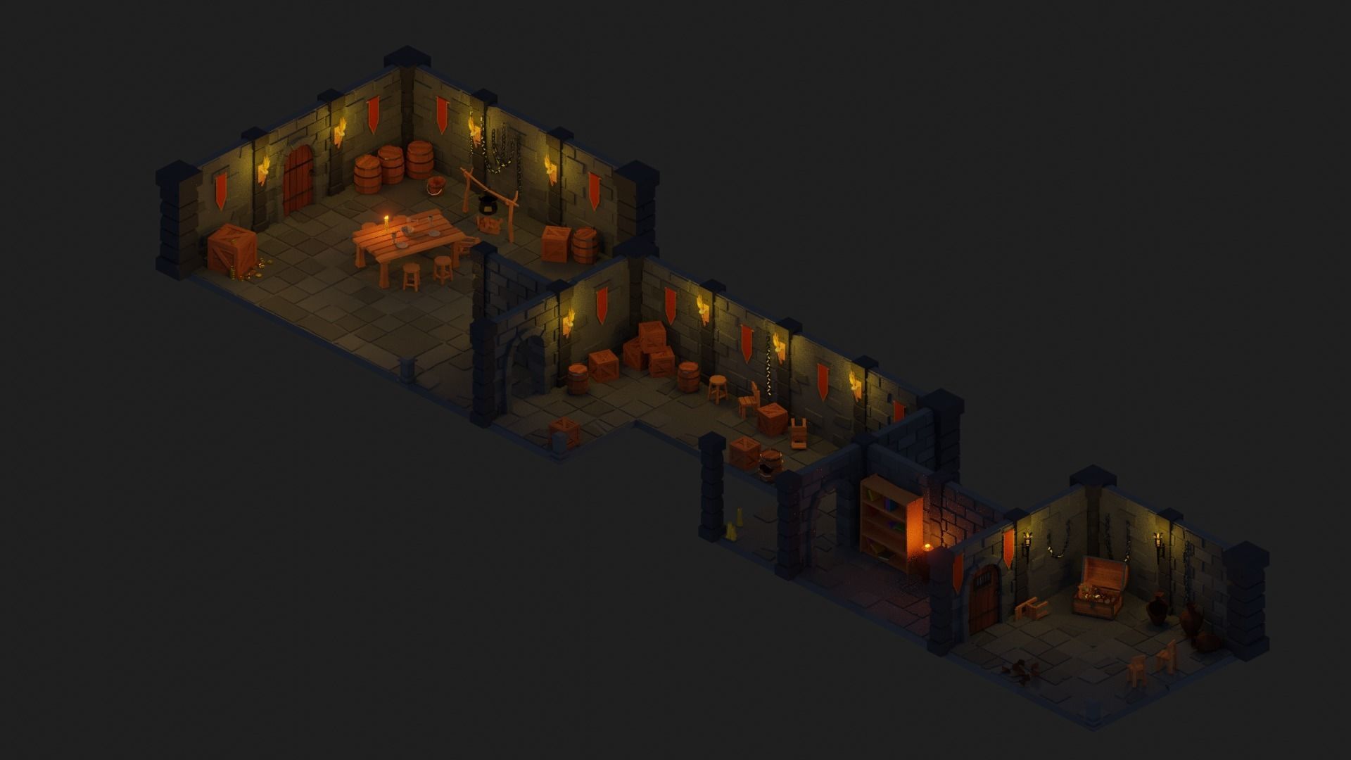 3D model Low Poly Modular Dungeon Pack VR / AR / low-poly | CGTrader