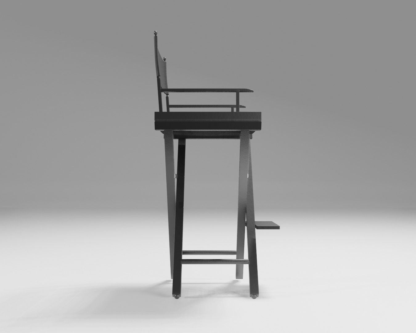 3D model directors production chair metal black fabric VR / AR / low ...