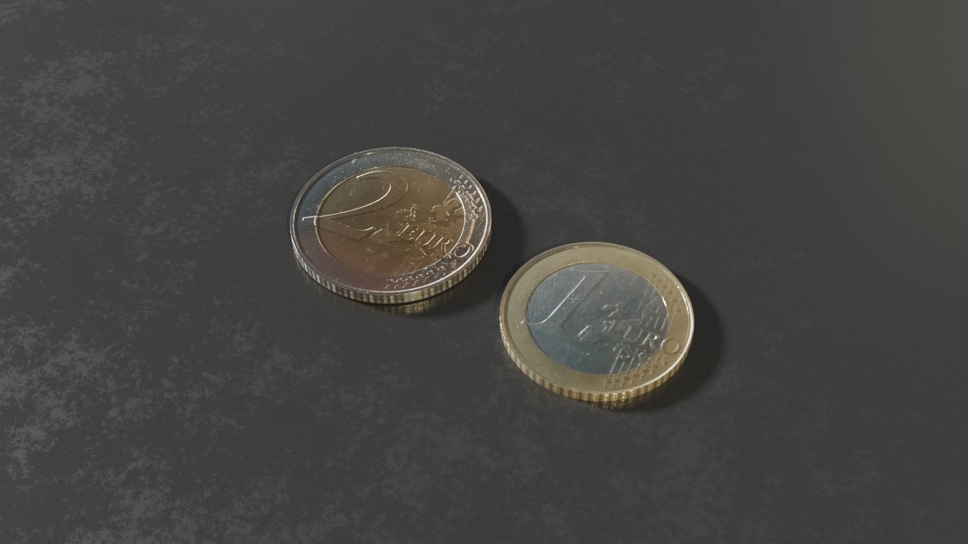 3D model one and two Euro coins VR / AR / low-poly | CGTrader