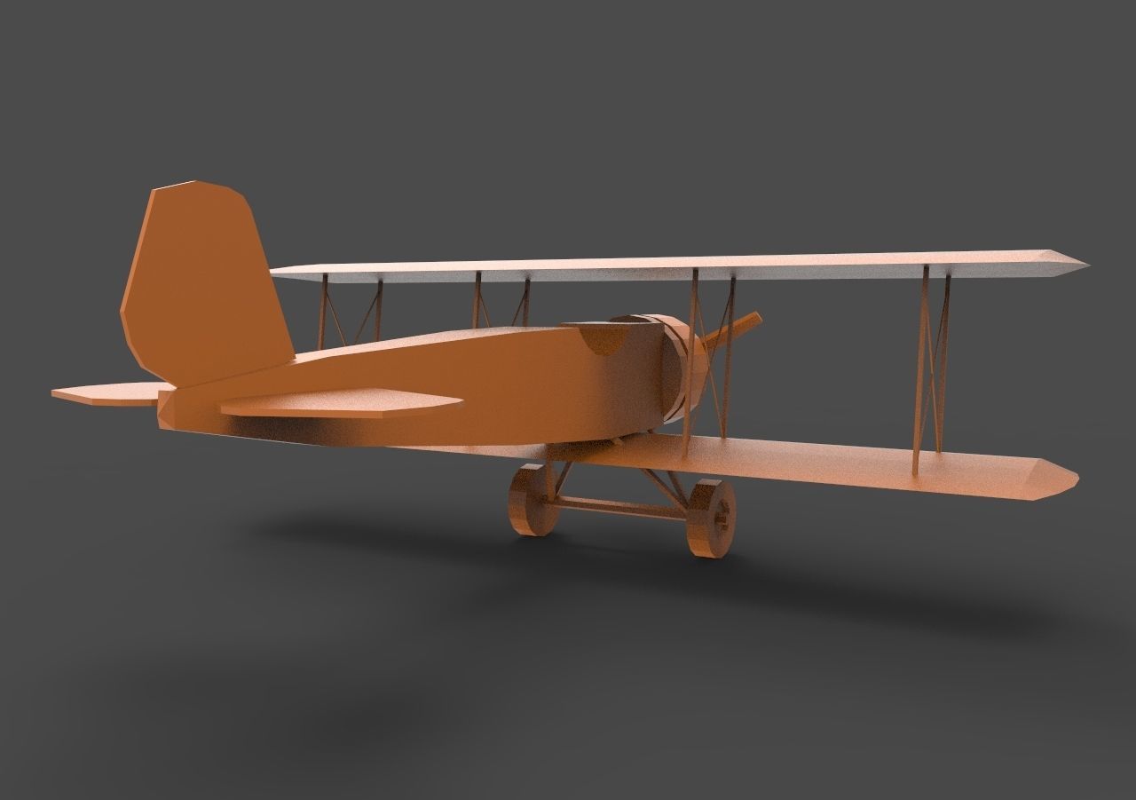 Biplane2 orange biplane 3D model 3D printable | CGTrader