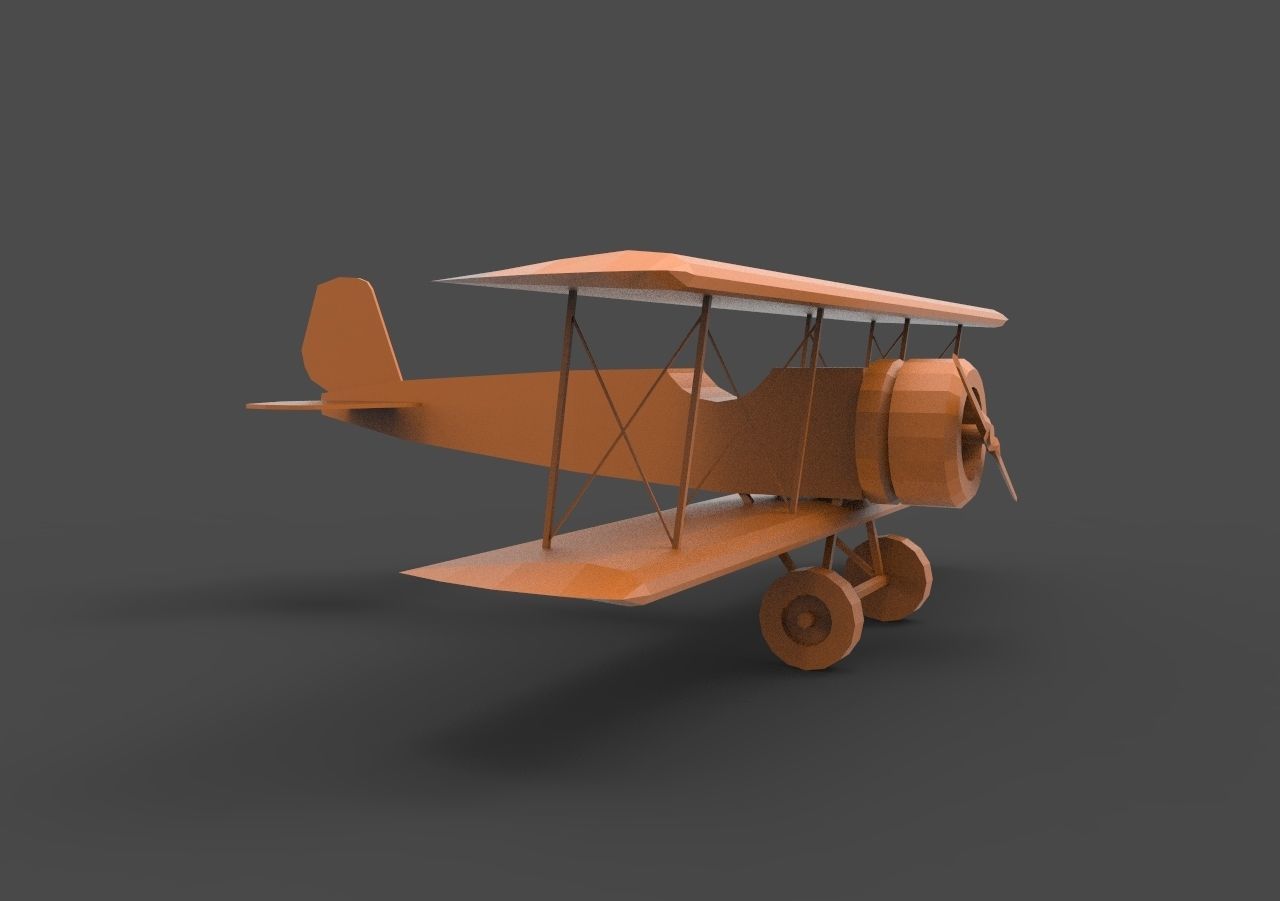 Biplane2 orange biplane 3D model 3D printable | CGTrader