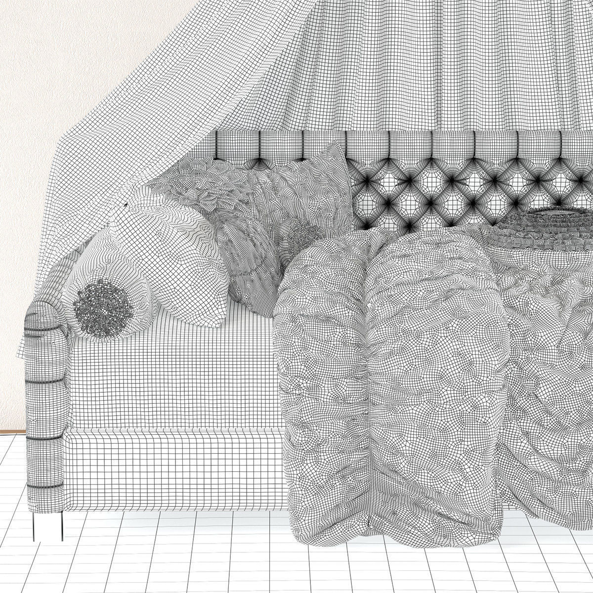 Devyn Tufted Velvet Daybed Restoration Hardware 3D model | CGTrader