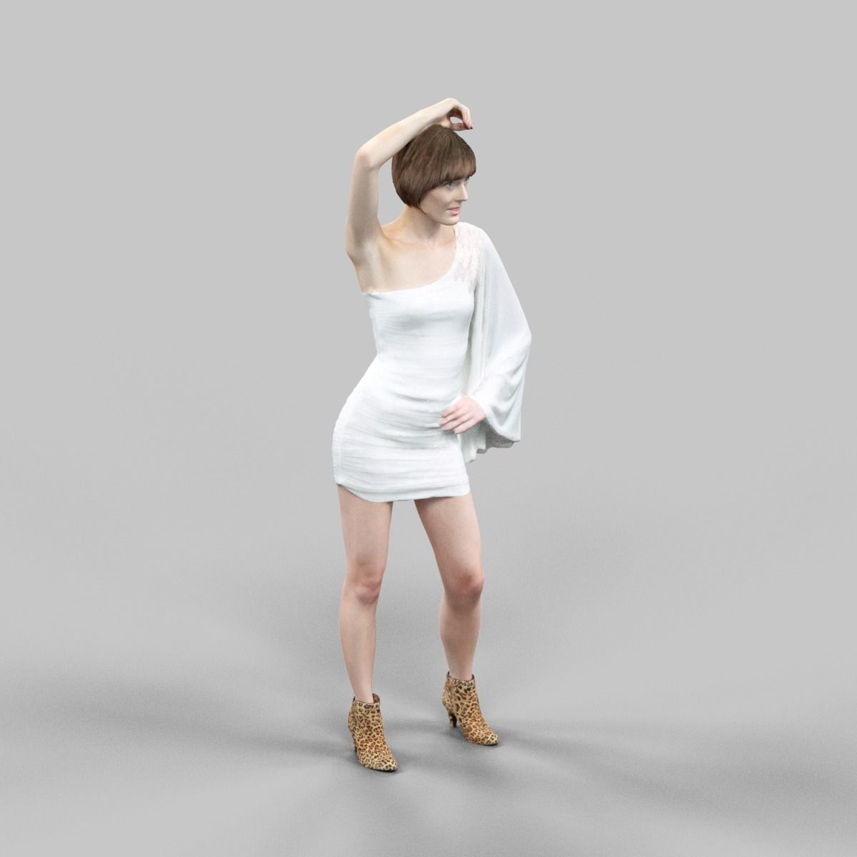 3D model Girl in White Dress Posing VR / AR / low-poly | CGTrader