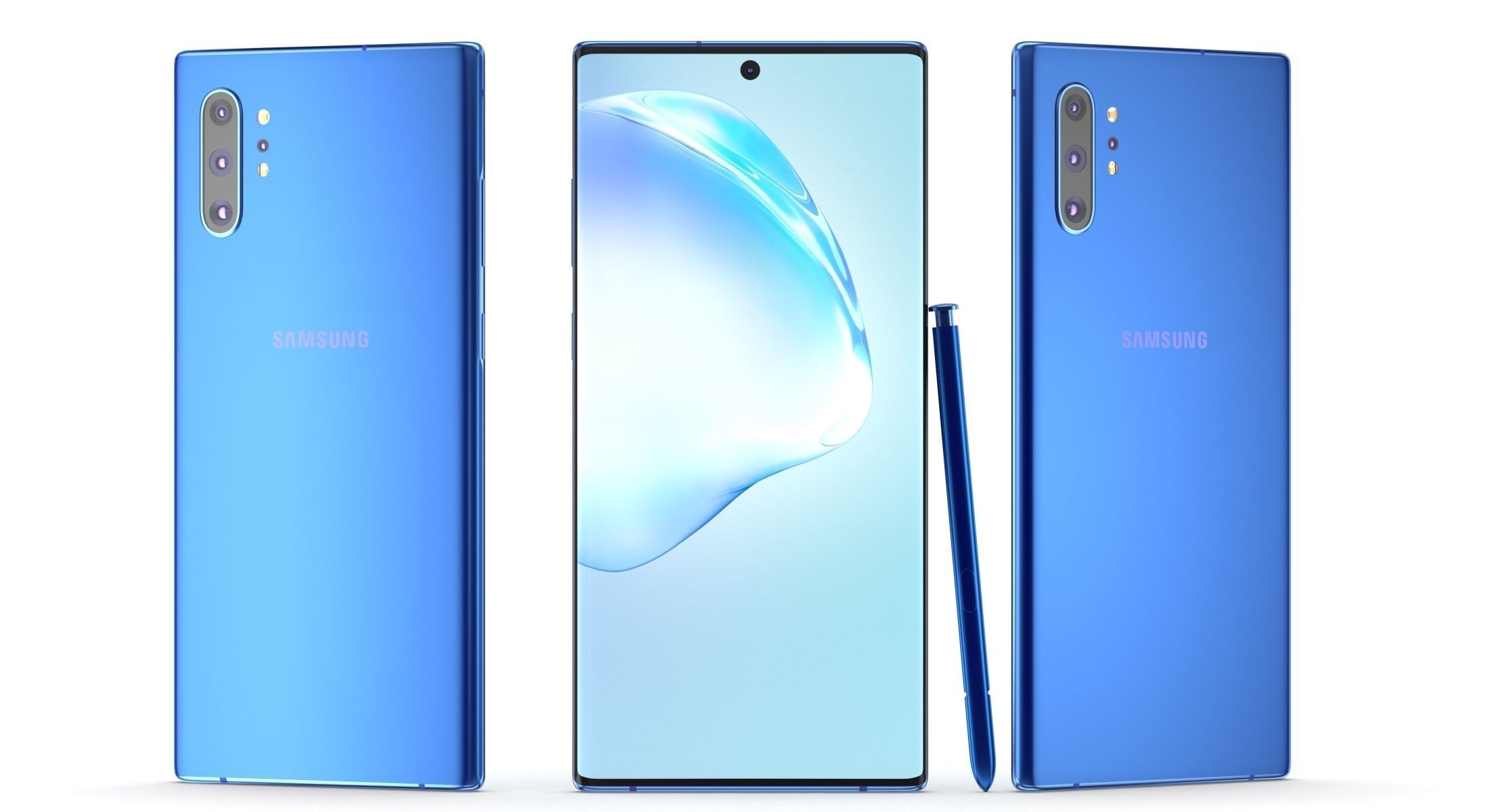 Samsung Galaxy Note 10 Plus Aura Blue 3D model | CGTrader