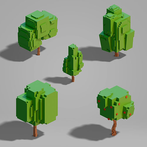 3D model Tree set - Cubic VR / AR / low-poly | CGTrader