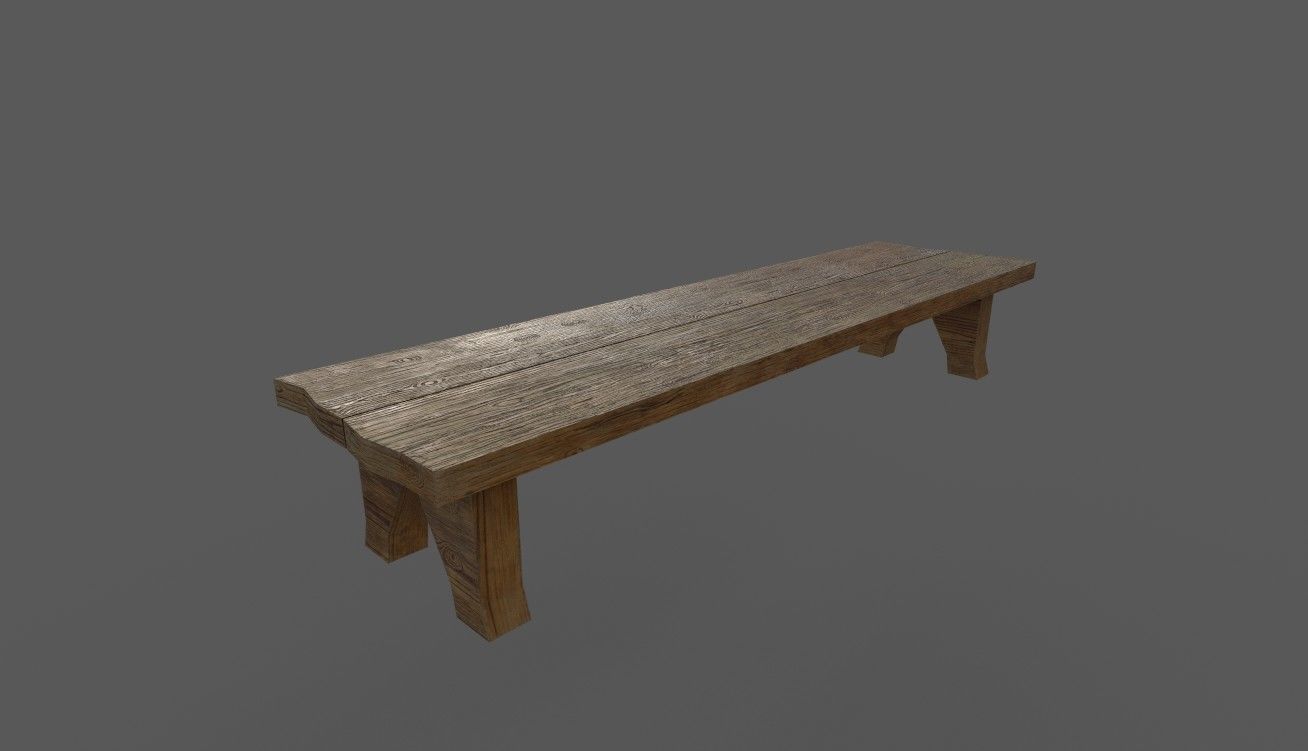 3D model Wooden Bench VR / AR / low-poly | CGTrader