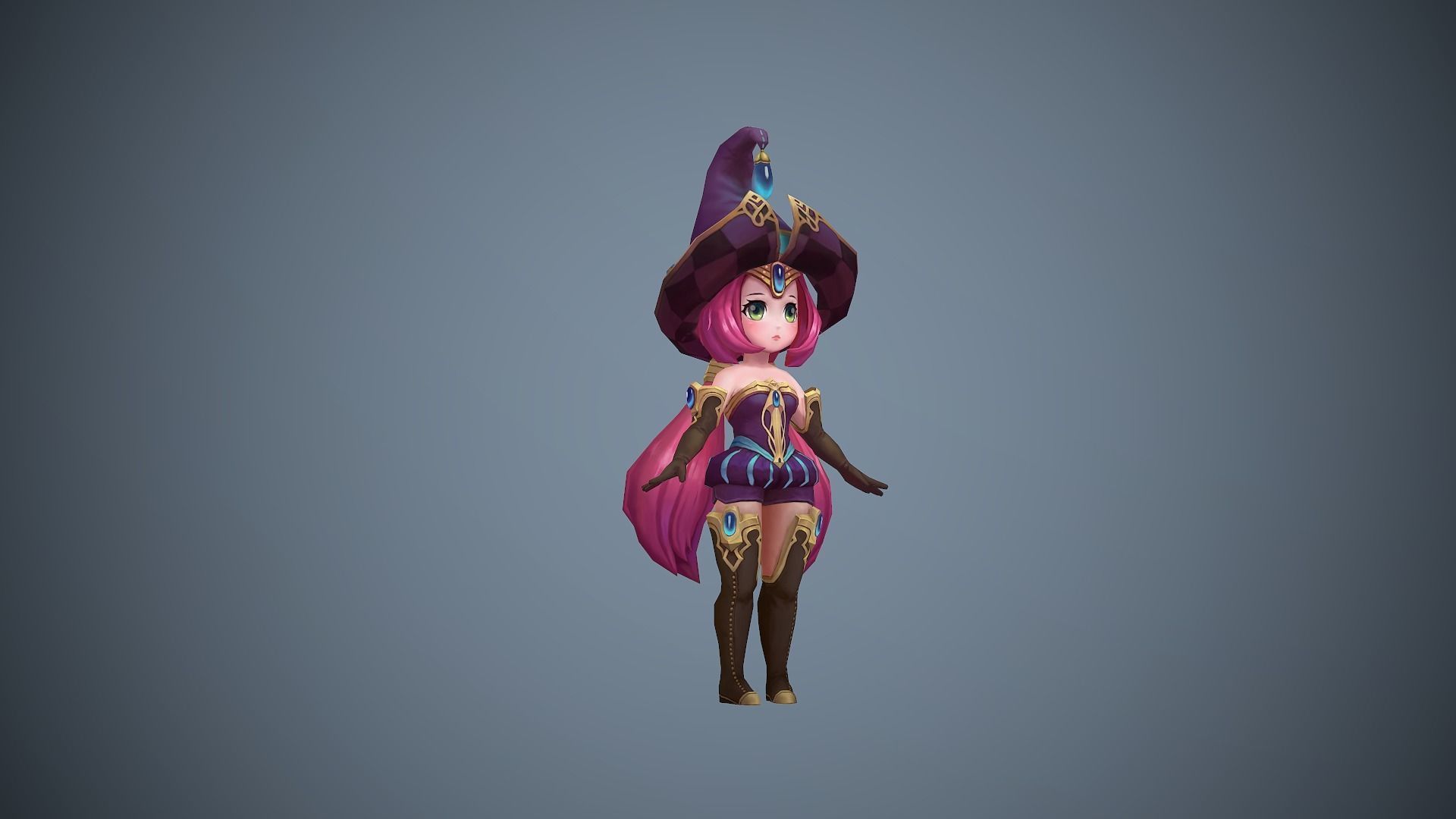 3D model Witch girl Cartoon Stylized --P4 VR / AR / low-poly | CGTrader