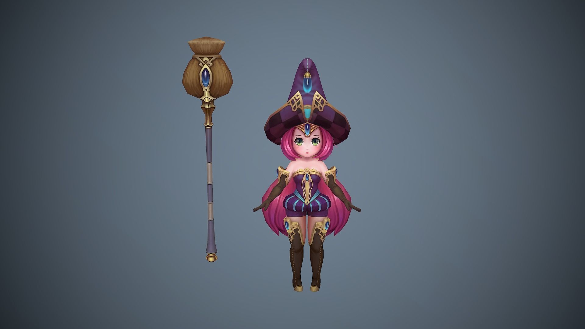 3D model Witch girl Cartoon Stylized --P4 VR / AR / low-poly | CGTrader