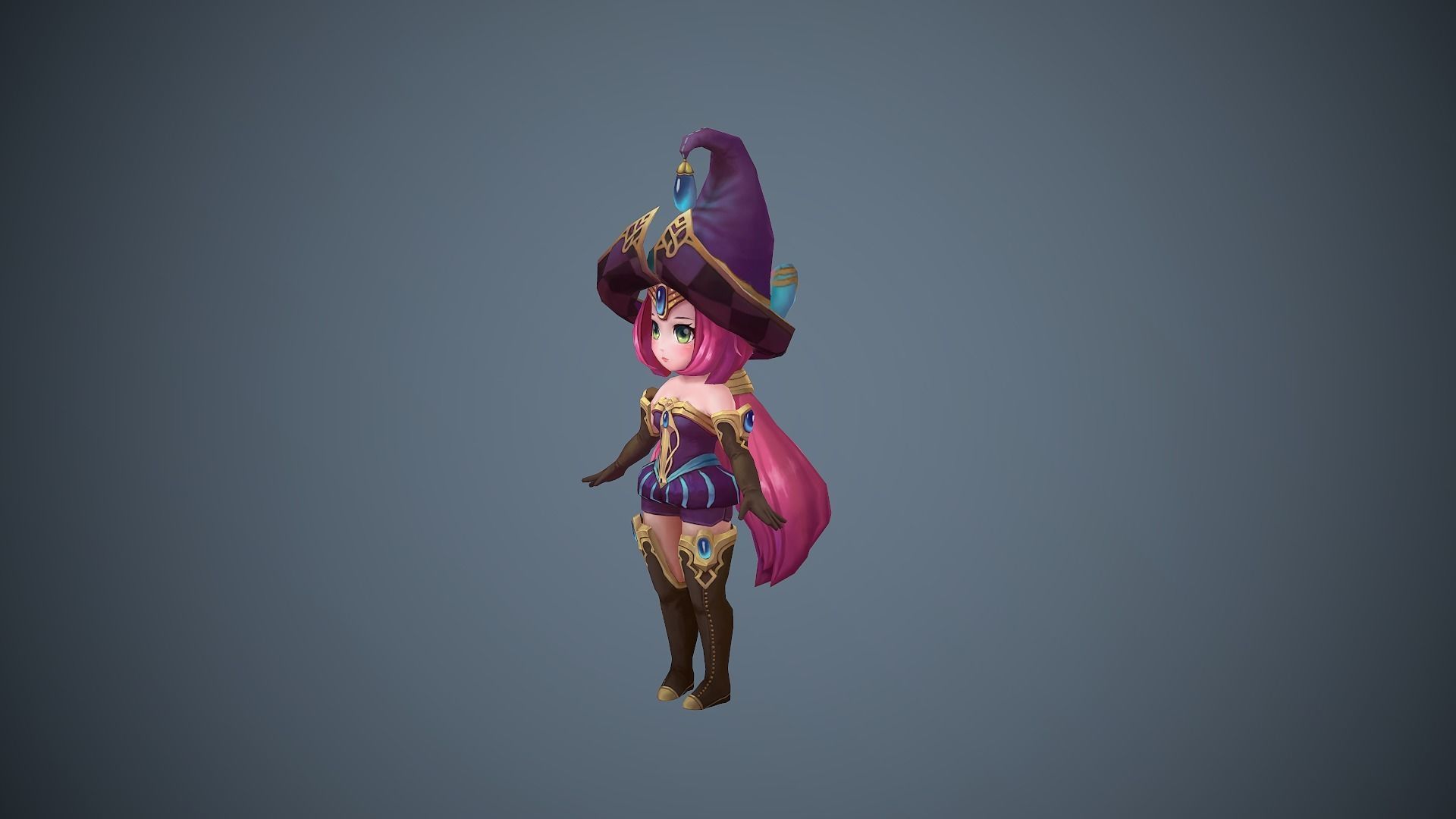 3D model Witch girl Cartoon Stylized --P4 VR / AR / low-poly | CGTrader