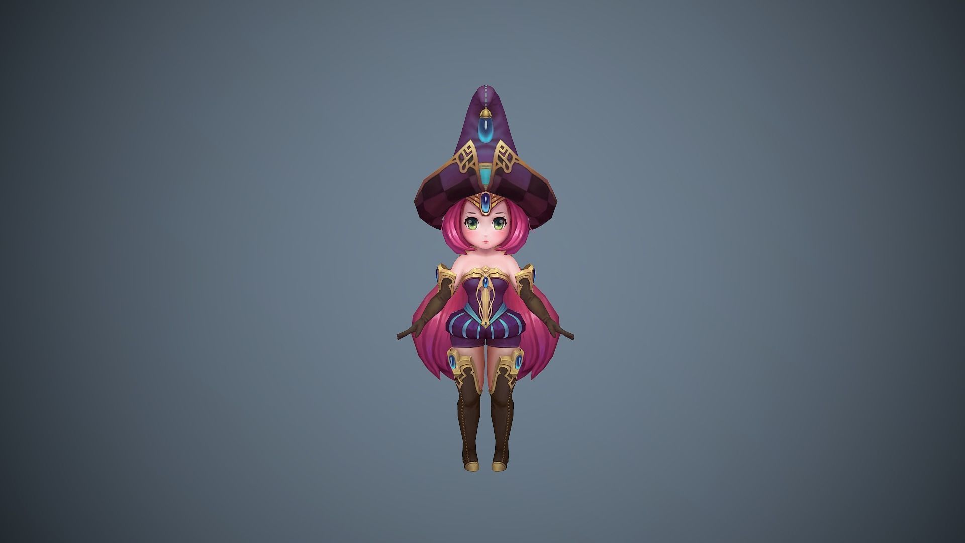 3D model Witch girl Cartoon Stylized --P4 VR / AR / low-poly | CGTrader