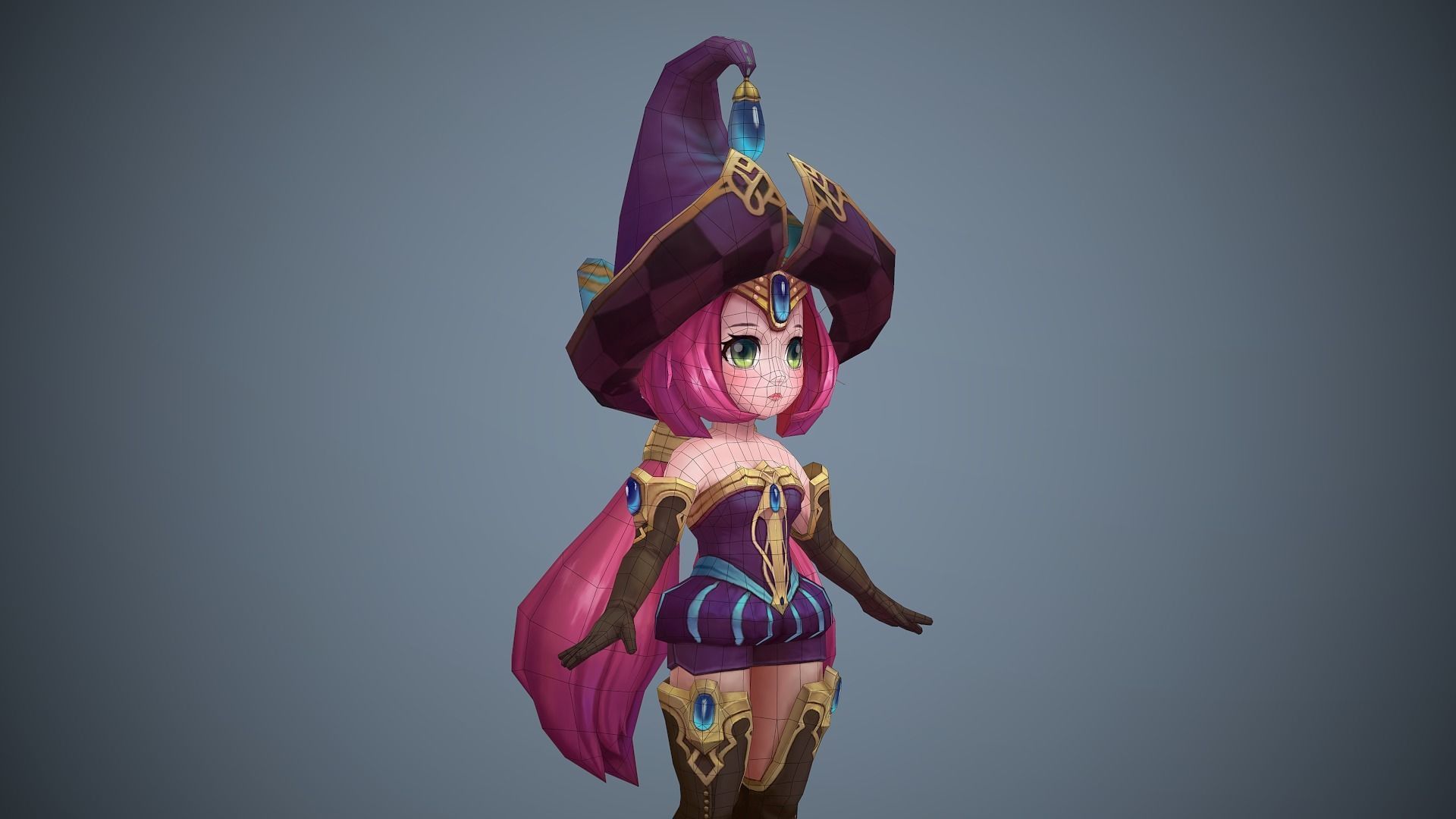 3D model Witch girl Cartoon Stylized --P4 VR / AR / low-poly | CGTrader