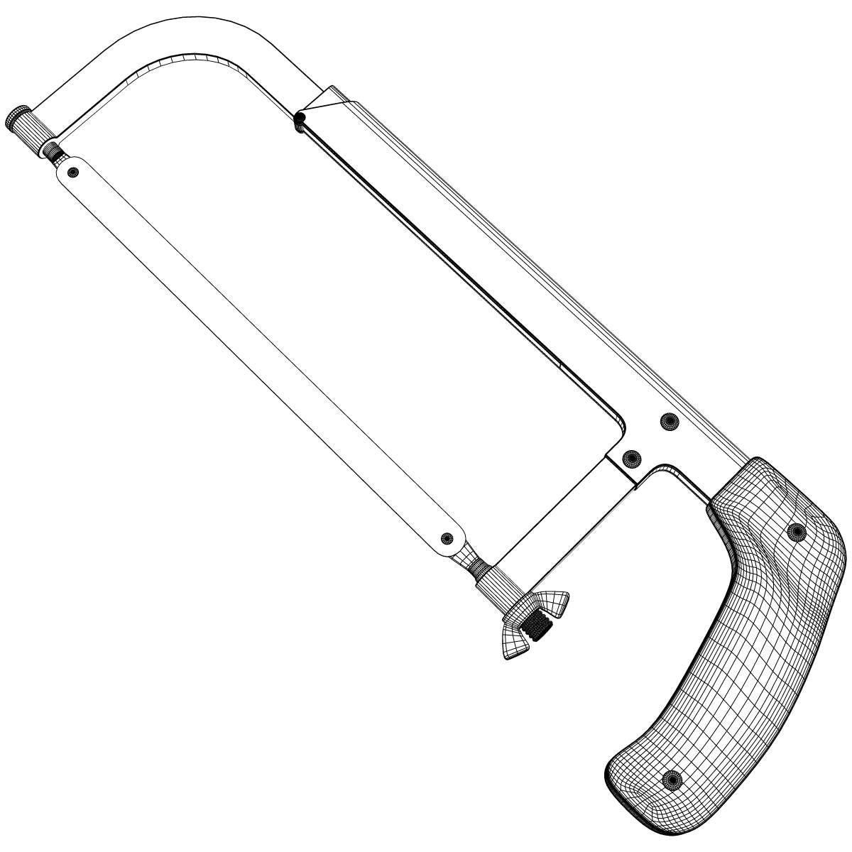 Hacksaw saw with wooden handle 3D model | CGTrader