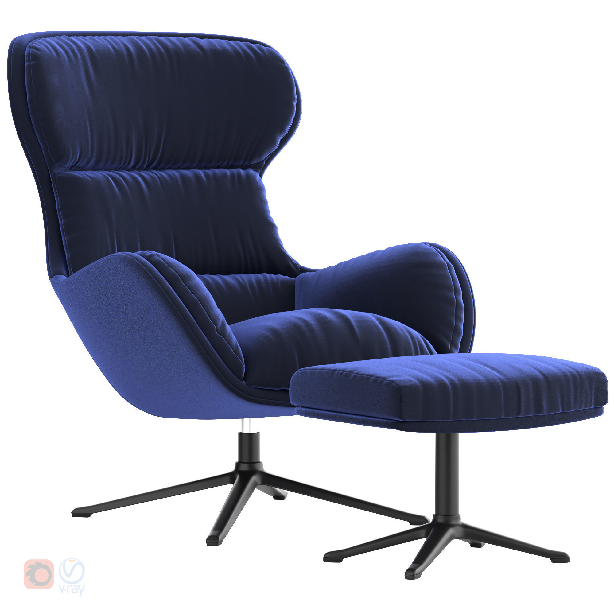 Boconcept - Reno chair Reno footstool 3D | CGTrader