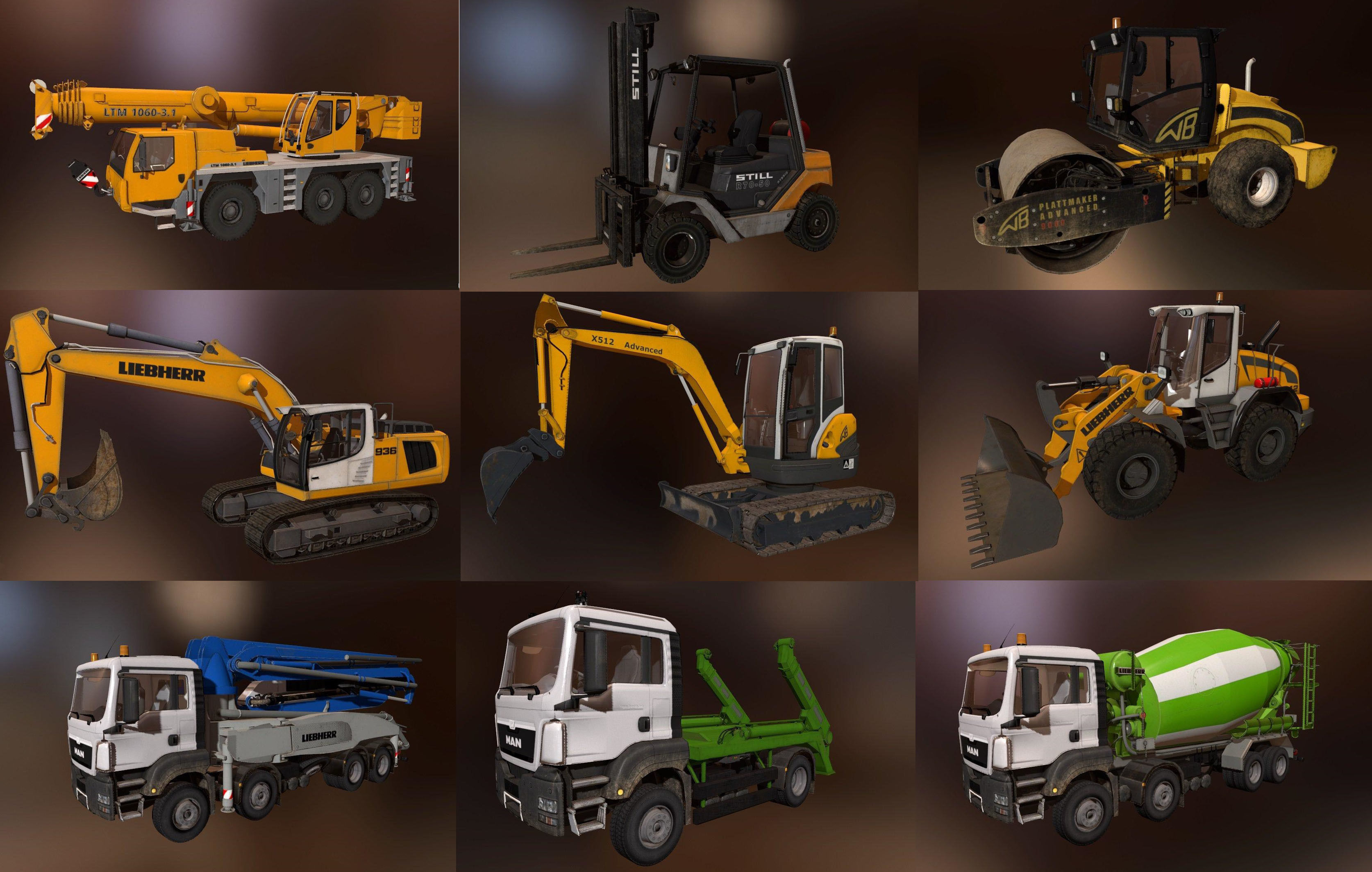 3D model Construction Machinery Set 15 pcs | CGTrader