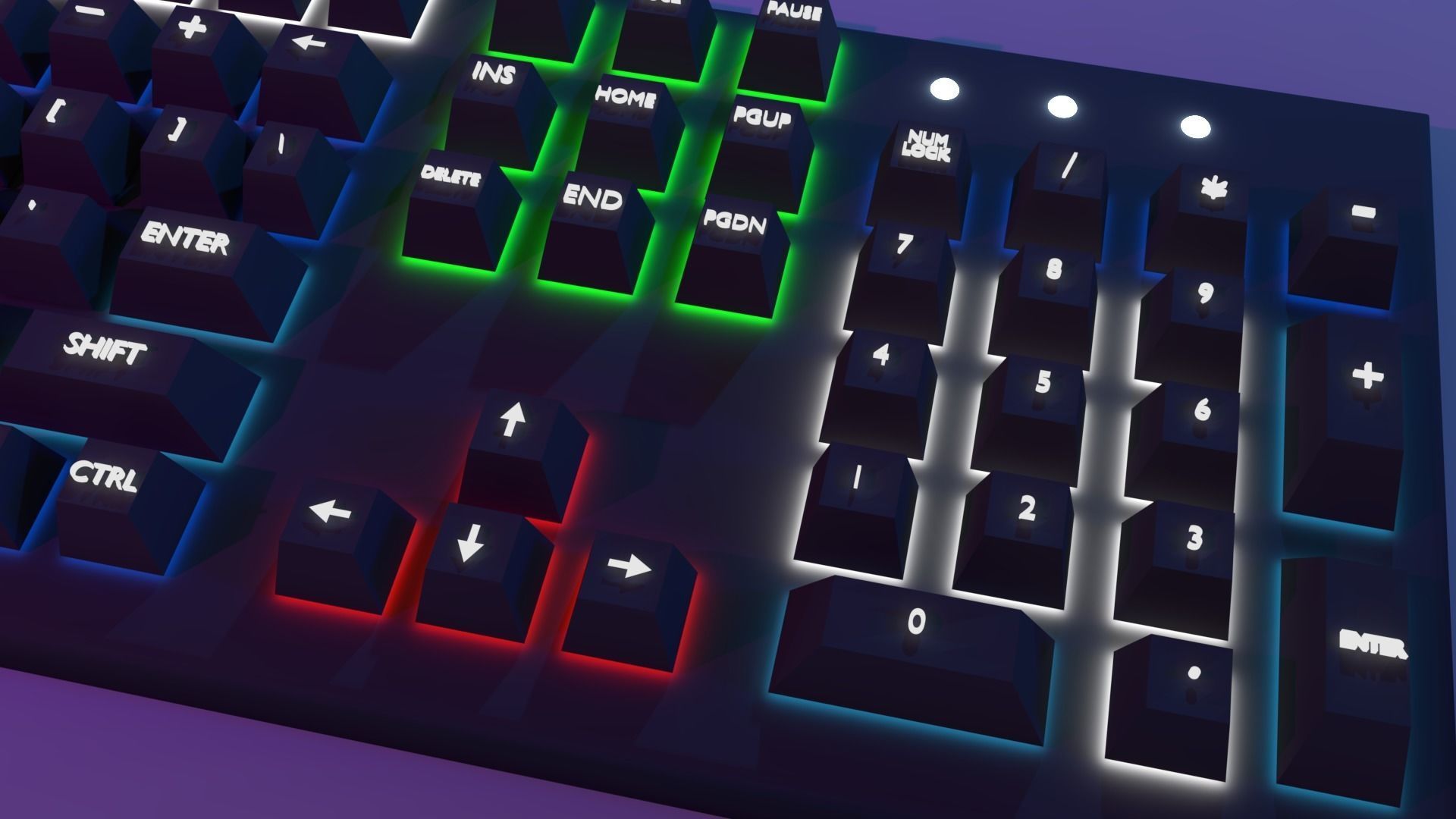 3D model Low Poly RGB Keyboard VR / AR / low-poly | CGTrader
