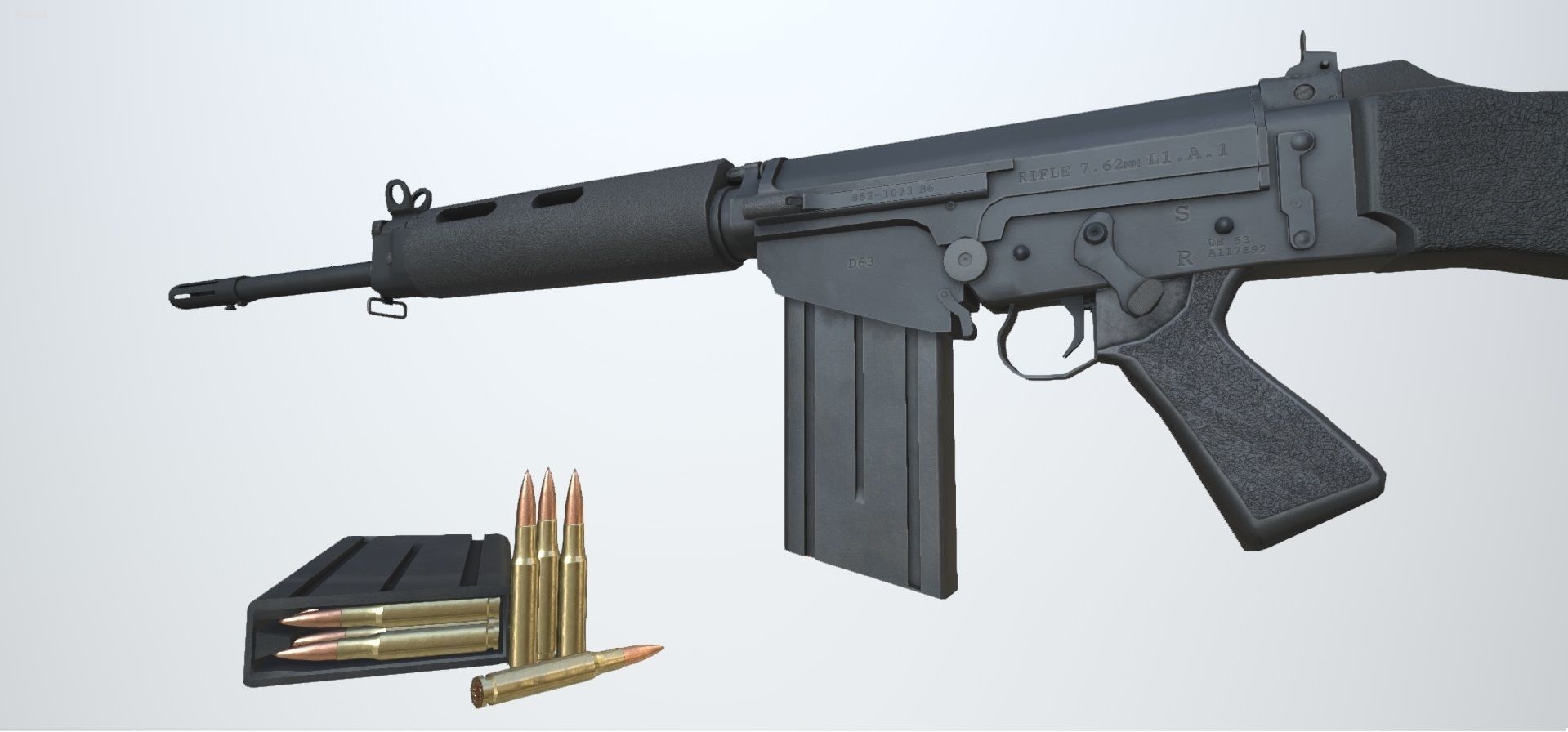 3D model PBR FN FAL Rifle Black VR / AR / low-poly | CGTrader