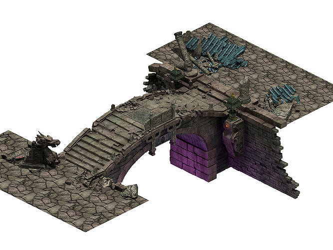 Building ruins - broken stone bridge 3D model | CGTrader