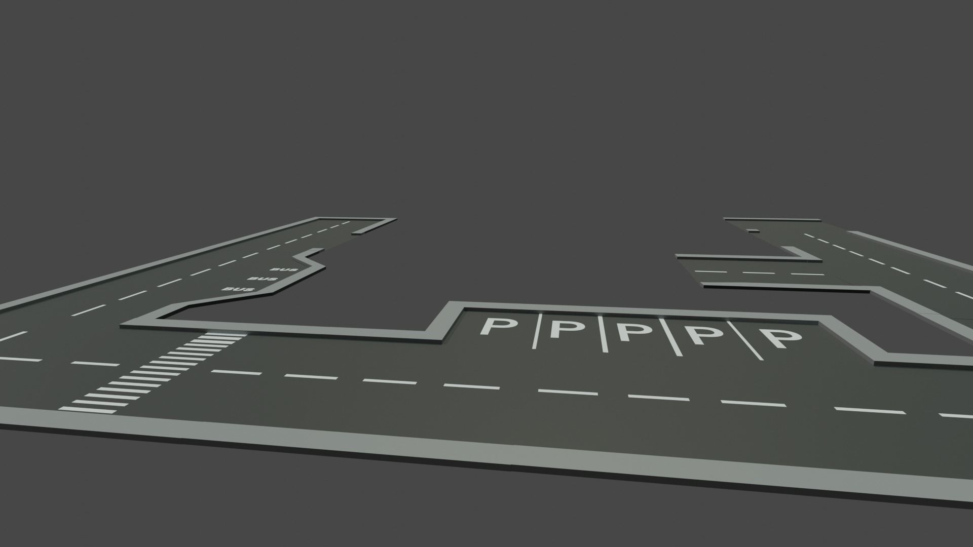 3D model Modular roads and bus station and parking 3D LOW POLY ROAD VR ...