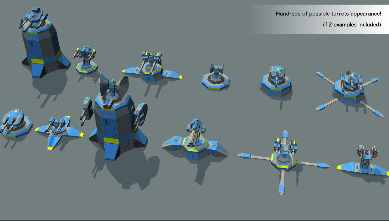 3D model Lowpoly Sci-Fi - Modular Turrets VR / AR / low-poly | CGTrader
