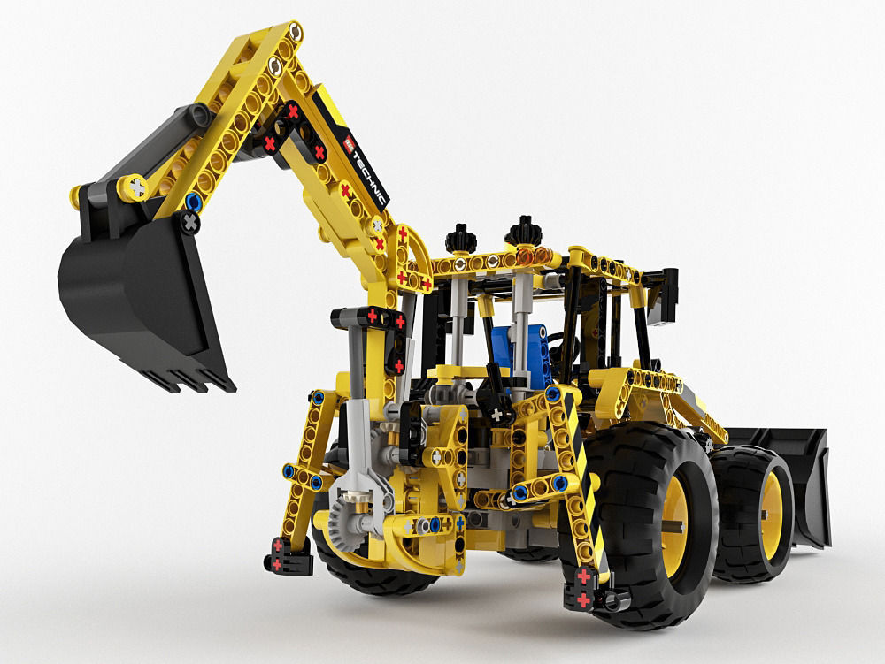 Lego Technic Backhoe Loader 3D Model MAX OBJ FBX - CGTrader.com
