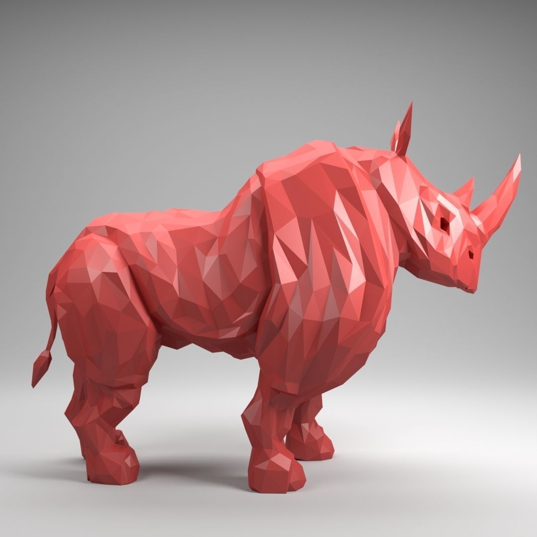 rhino made of polygons 3D model 3D printable | CGTrader