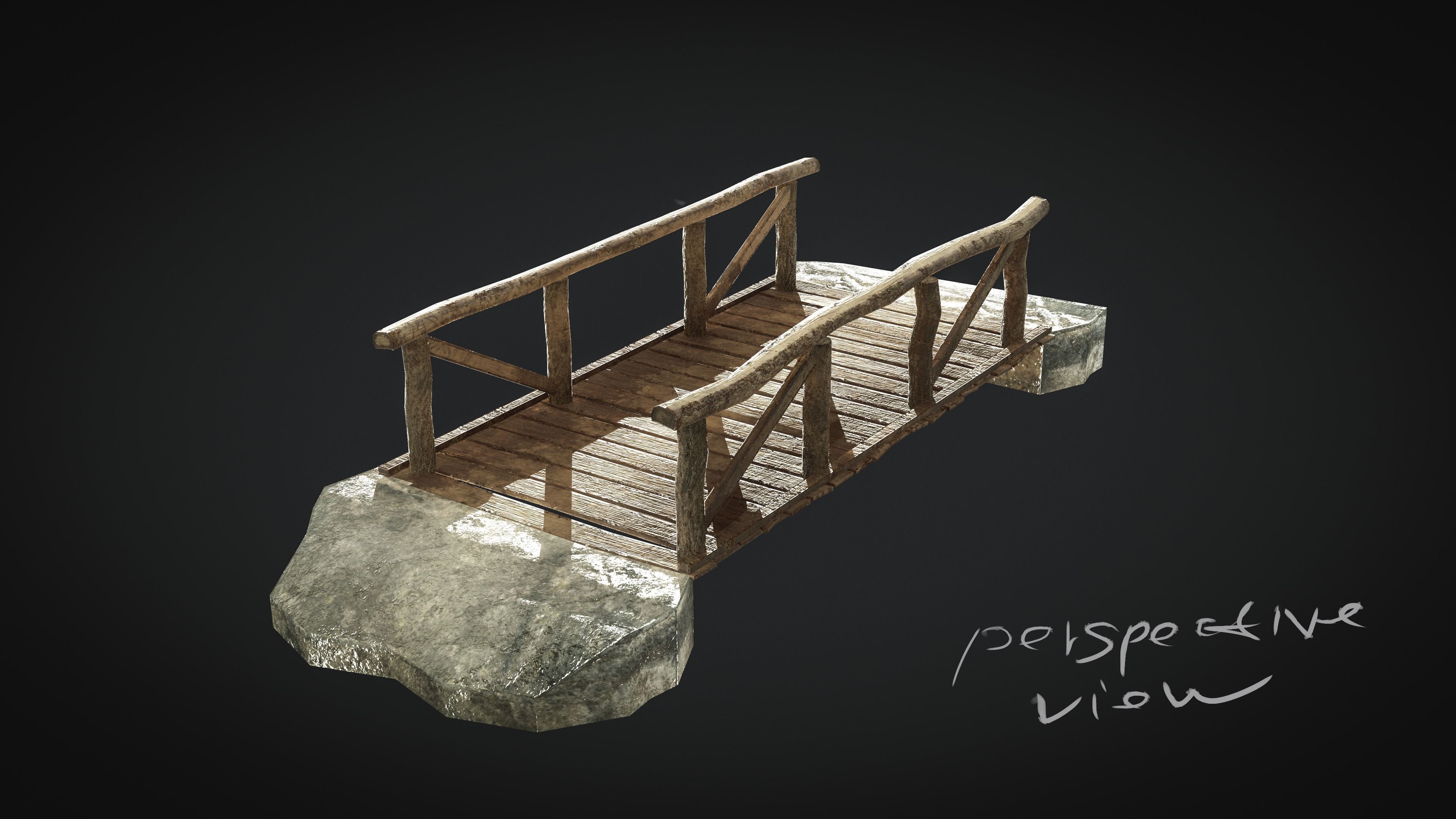 3D model Old Village Bridge Low Poly VR / AR / low-poly | CGTrader