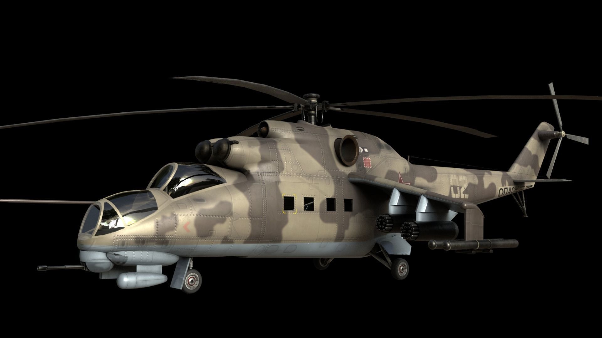 3D model Mil Mi-24 Hind Attack Helicopter VR / AR / low-poly | CGTrader
