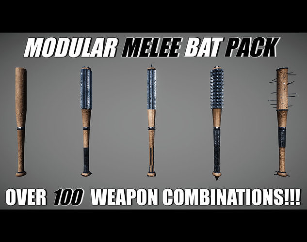 3D model Modular Melee - Baseball Bat Pack VR / AR / low-poly | CGTrader