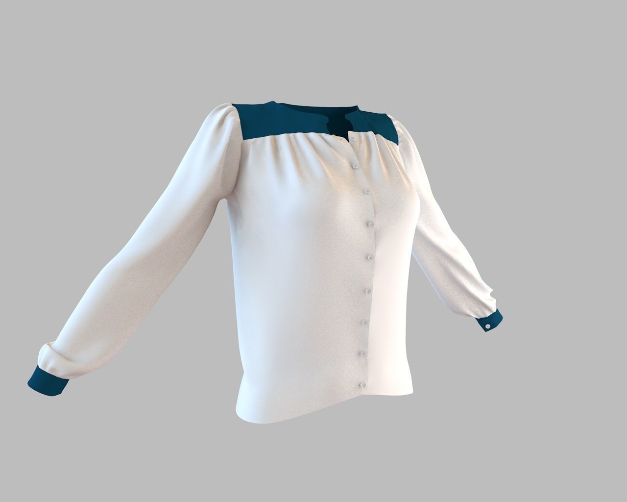 Stylish DesignerYoke Button Shirt 3D model 3D model | CGTrader