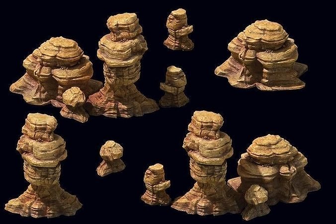 Game Model - Desert Gobi - Wind Stone 06 3D model | CGTrader