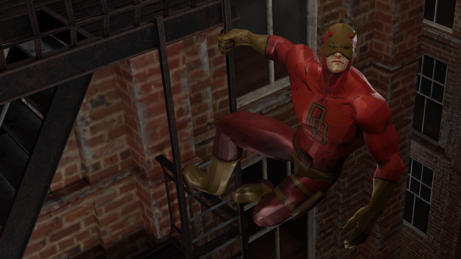 DareDevil Yellow Suit free 3D model rigged | CGTrader