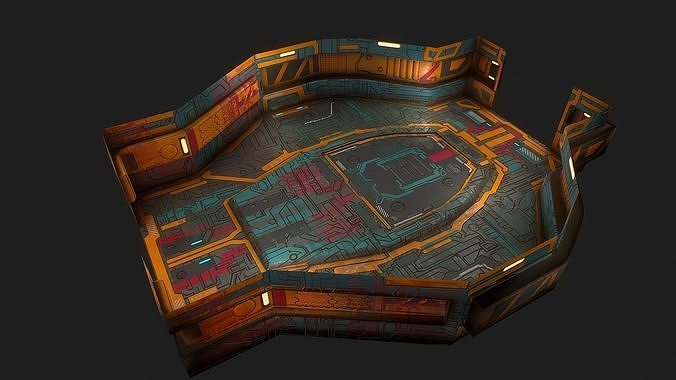 3D model Low poly sci fi modular room environment part2 VR / AR / low ...
