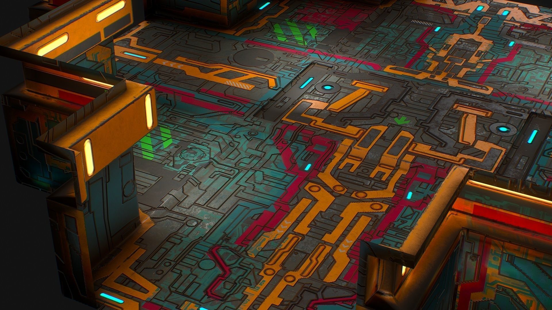 3D model Low poly sci fi modular room environment part3 VR / AR / low ...