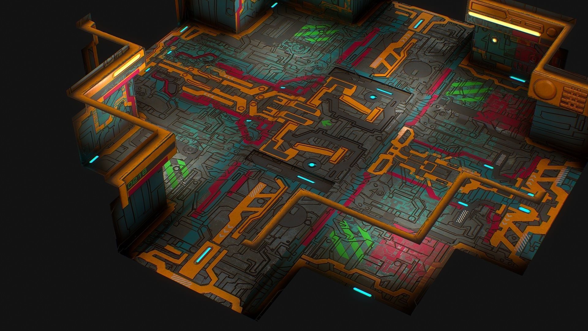 3D model Low poly sci fi modular room environment part3 VR / AR / low ...