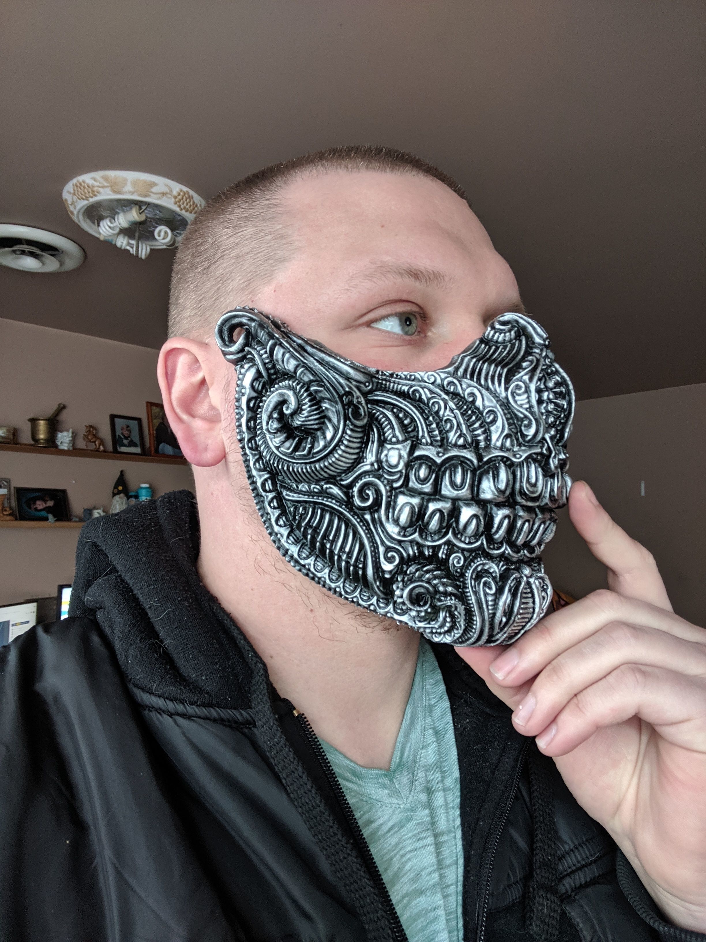 Biomechanical skull half mask 3D model 3D printable | CGTrader