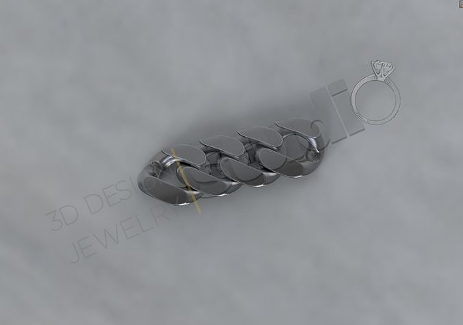 Cuban chain link 3d model with and without stones 3D model 3D printable ...