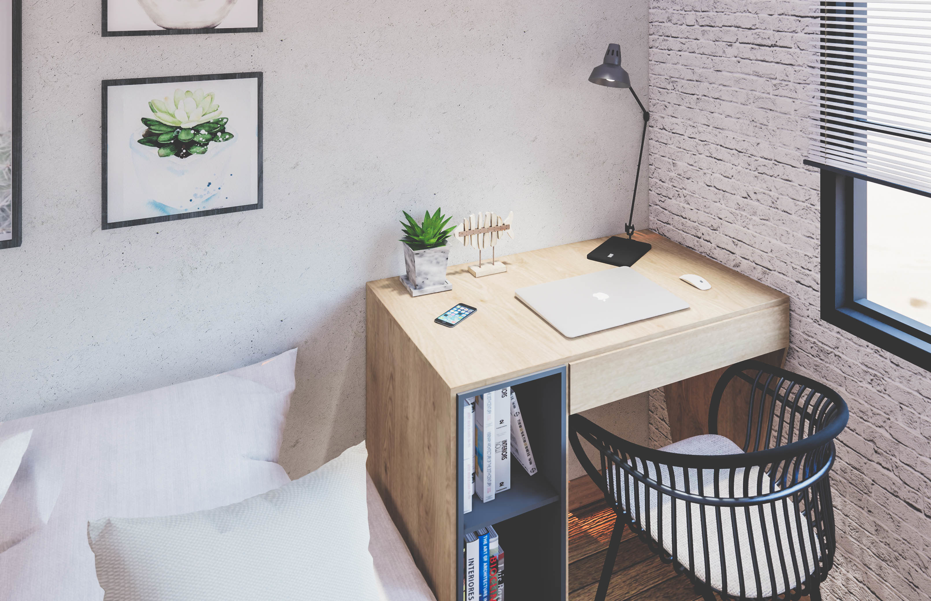 Small Modern Bedroom SketchUp Model Scene 3D model | CGTrader