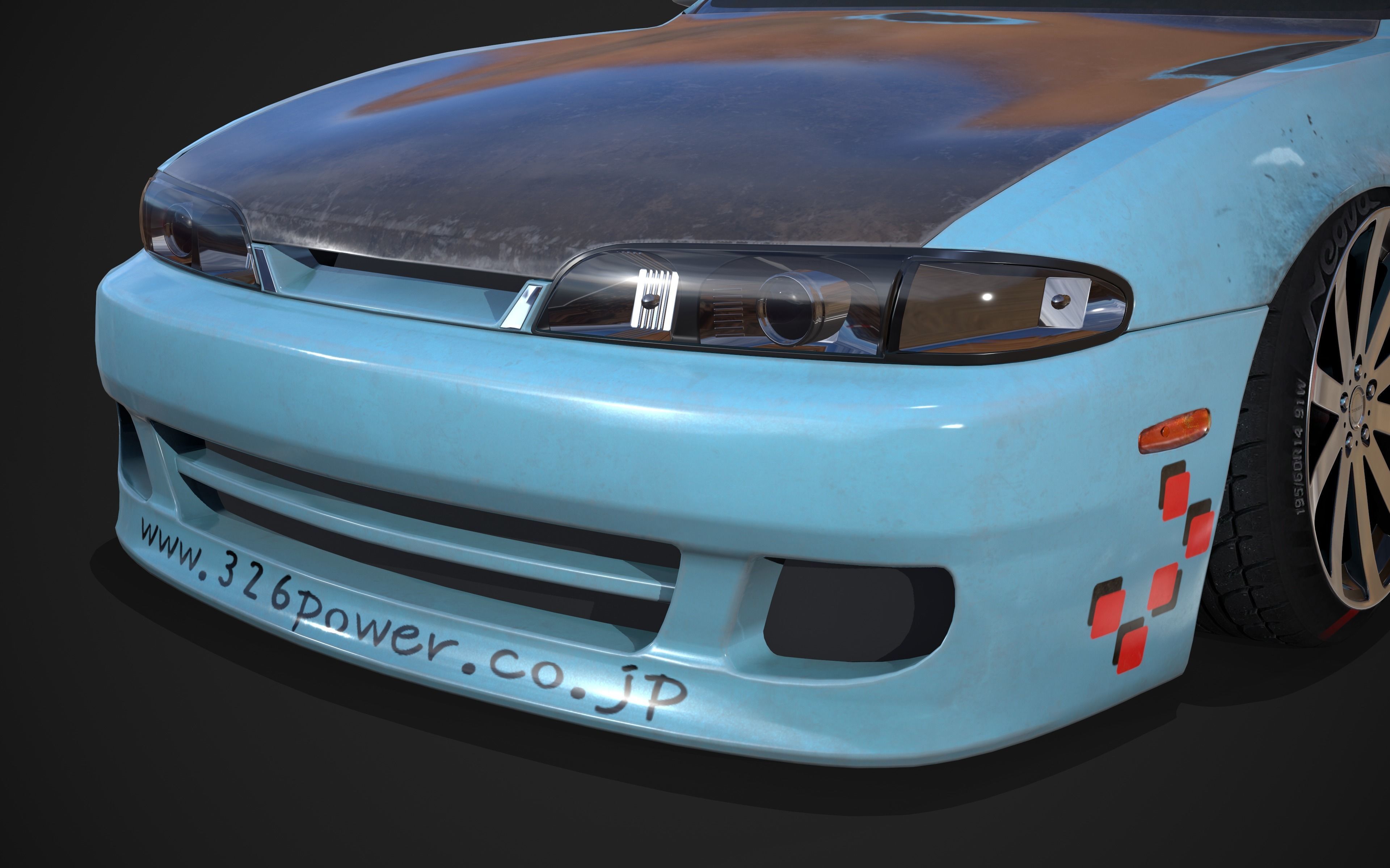 3D model Nissan Silvia S14 326 Power DLux bodykit VR / AR / low-poly ...
