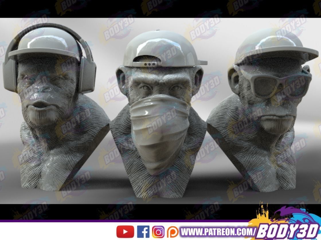 3 Wise Monkeys 3D model 3D printable | CGTrader