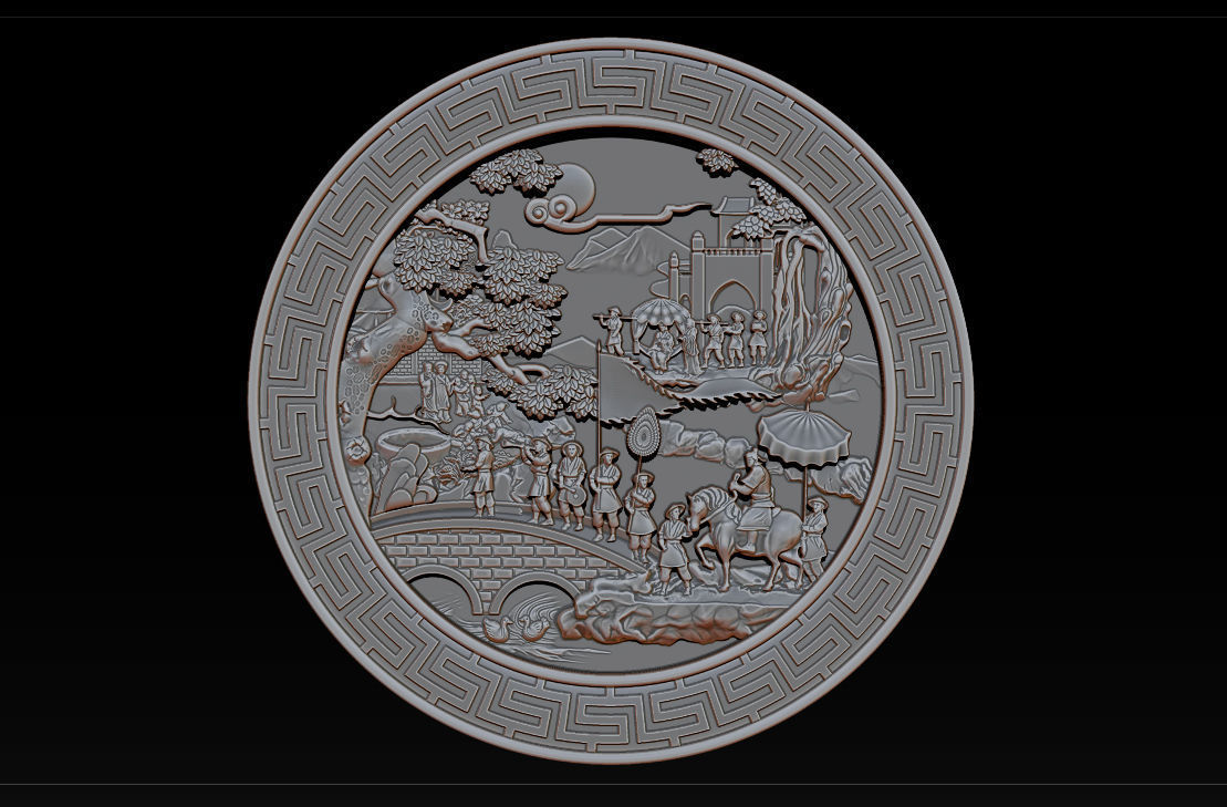 Mural landscape wood carving file stl OBJ and ZTL for CNC 3D model 3D ...