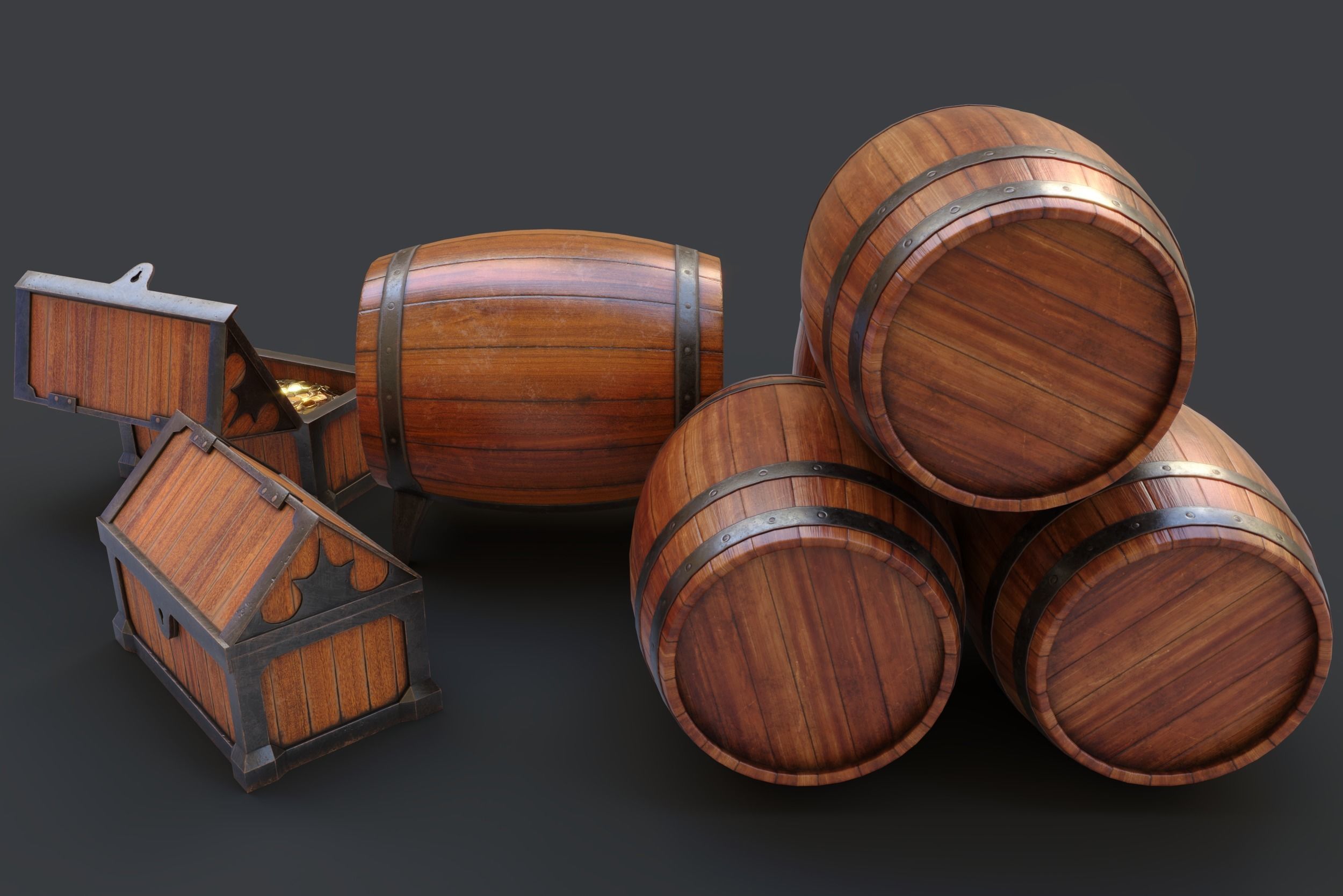 3D model Barrels Package VR / AR / low-poly | CGTrader