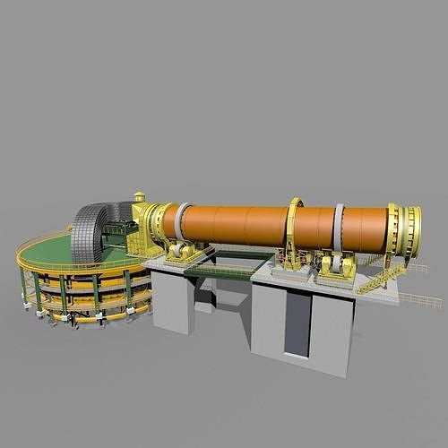 rotary kiln furnace and annular cooler 3D model rigged | CGTrader