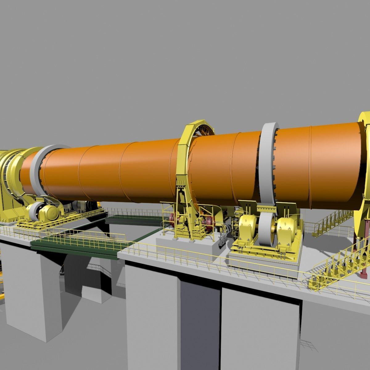 rotary kiln furnace and annular cooler 3D model rigged | CGTrader