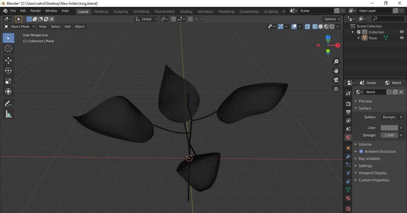 3D model twig with leaves VR / AR / low-poly | CGTrader