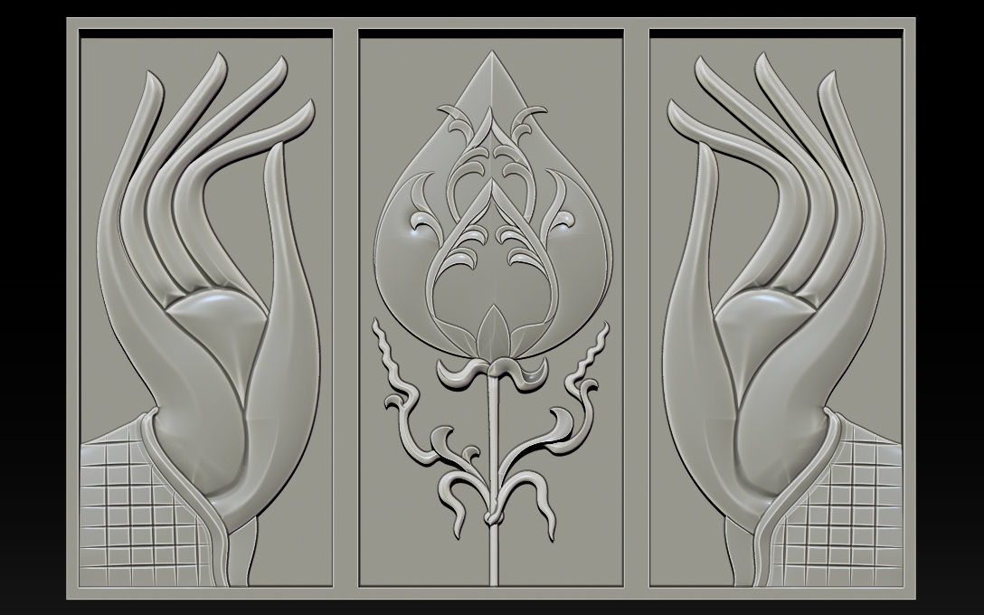 Hand and Lotus 3D model 3D printable | CGTrader
