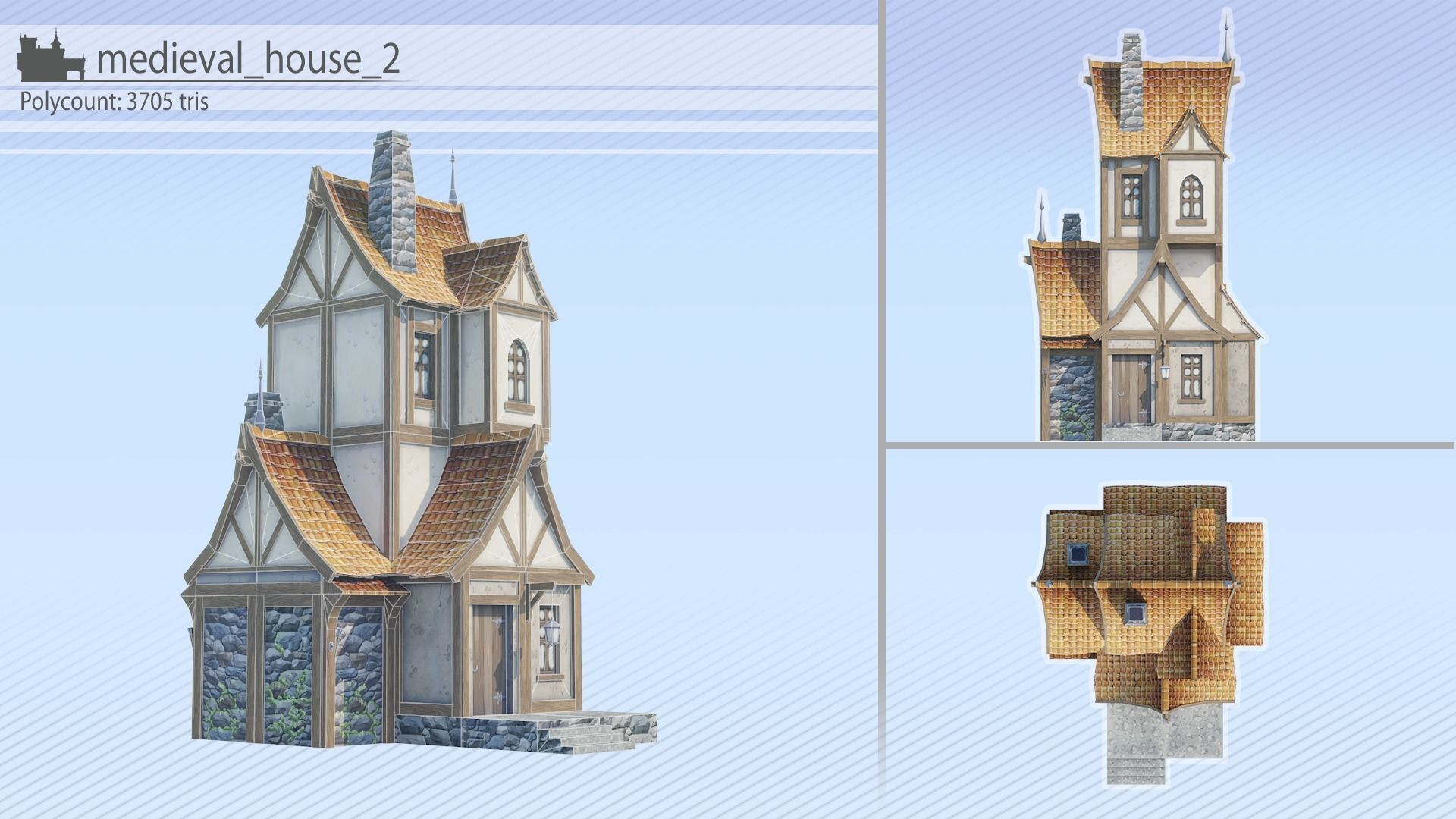 3D model Low-poly medieval houses VR / AR / low-poly | CGTrader