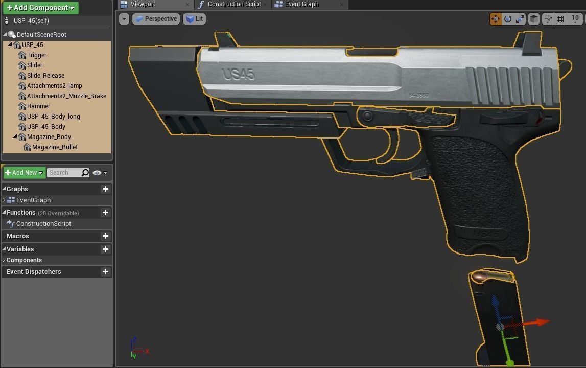 3D model HK USP 45 HL2 style VR / AR / low-poly | CGTrader