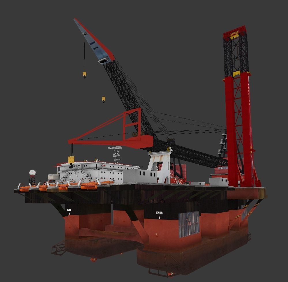 3D model Heerema Balder Semi Submersible Crane Offshore Vessel VR / AR ...