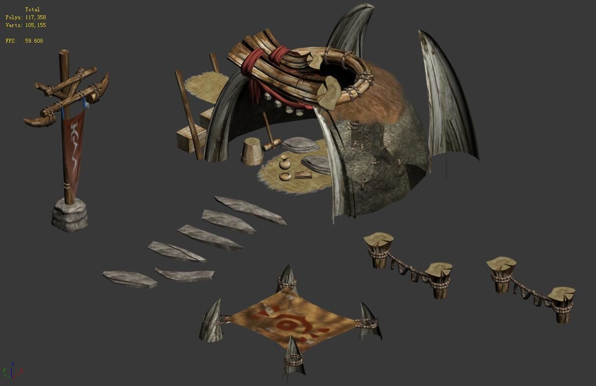 Original tribe building - small tent 02 3D model | CGTrader